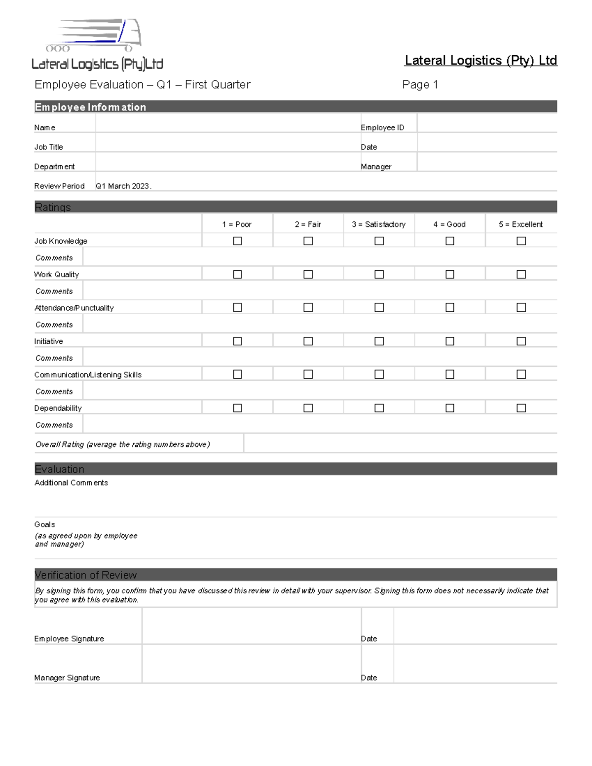 Employee evaluation form download 202011 25 - Lateral Logistics (Pty ...