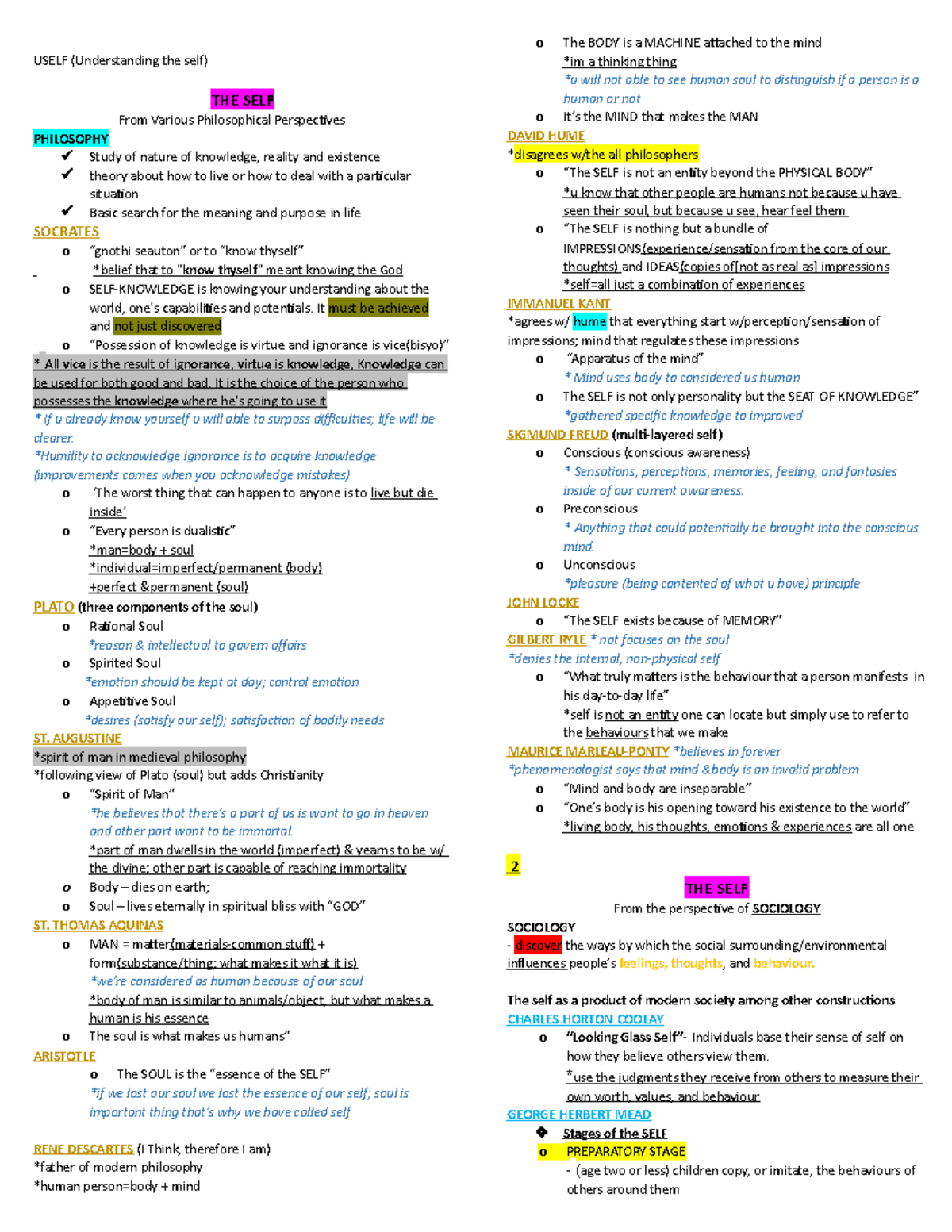 Uself- Reviewer - jcjhchd chdcdh - USELF (Understanding the self) THE ...