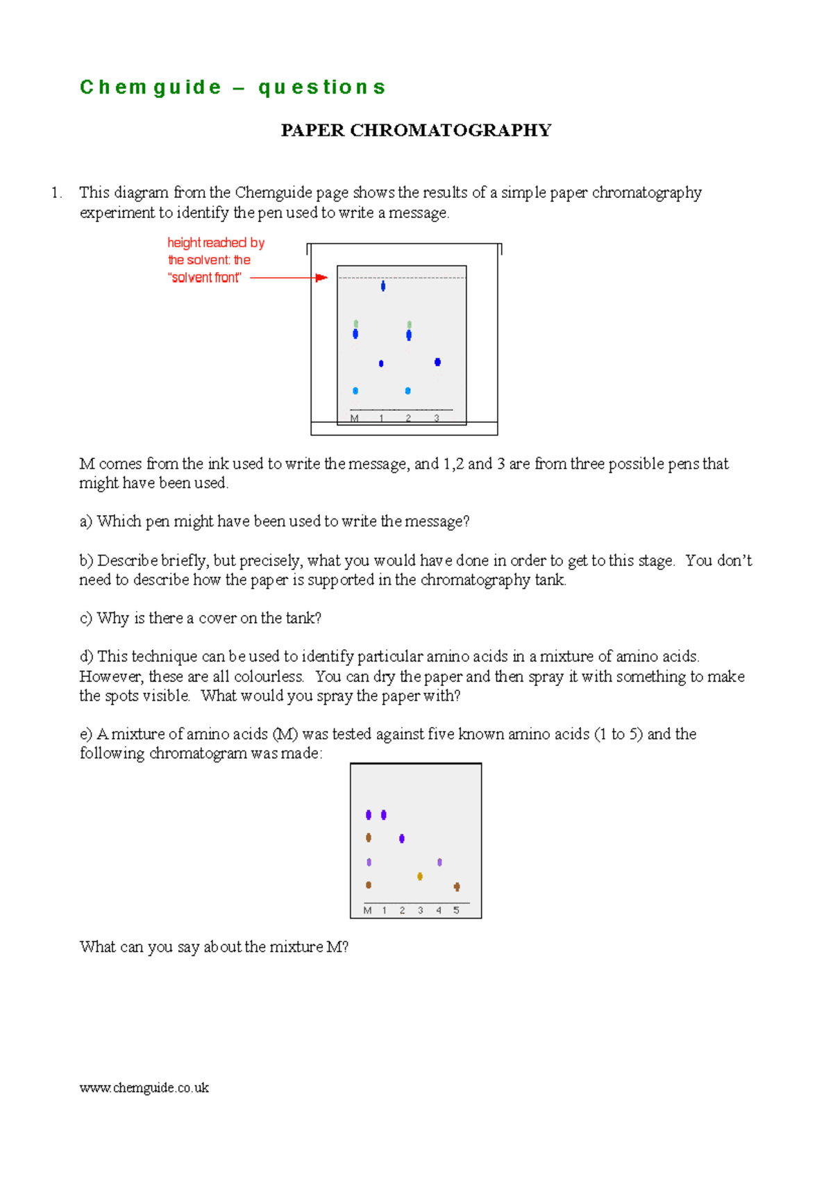 Q-chrompaper - Practice questions - C h e m g u id e – q u e s t i o n ...