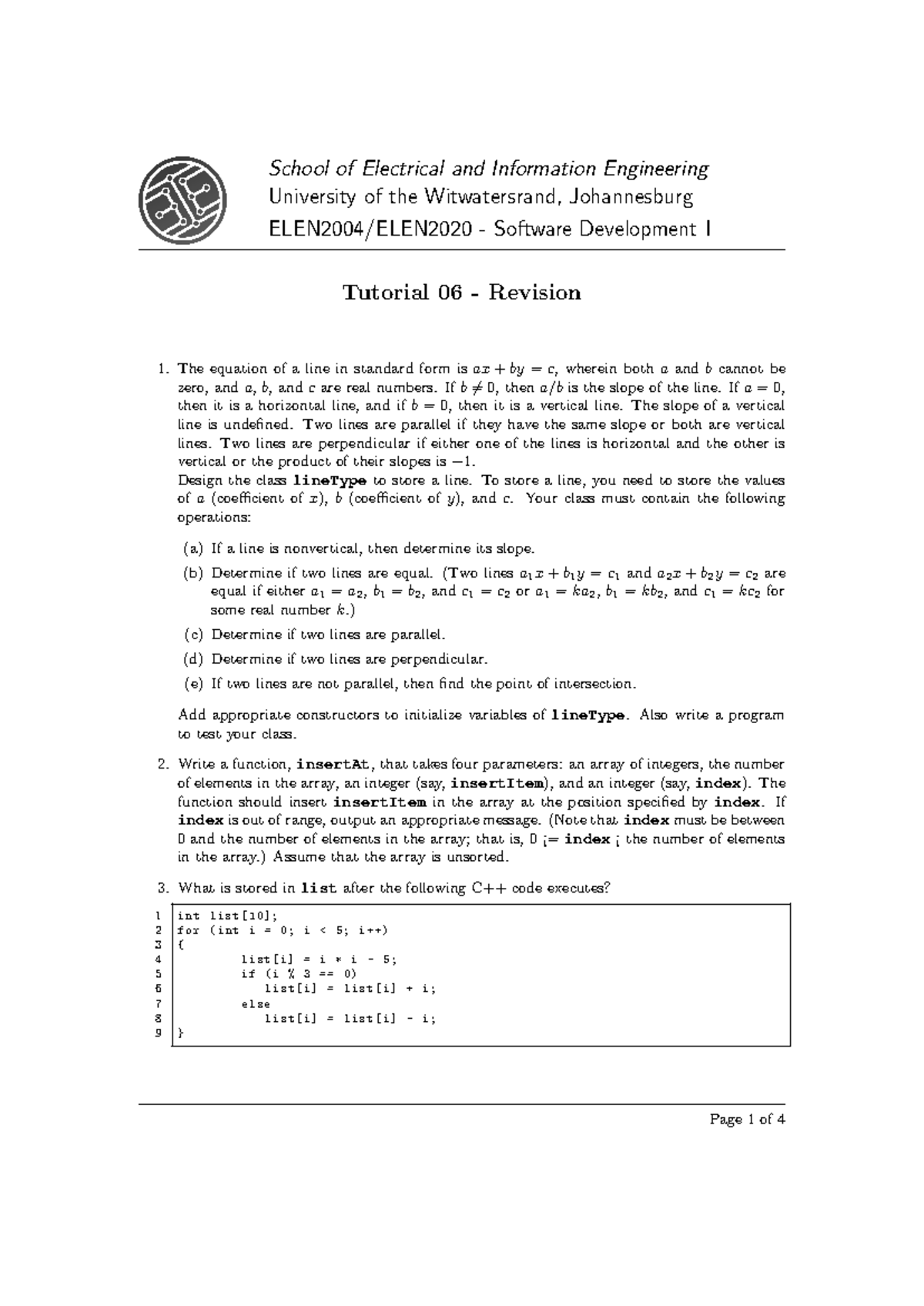 ELEN2020 A Tut 6 2024 - TUT - School of Electrical and Information ...