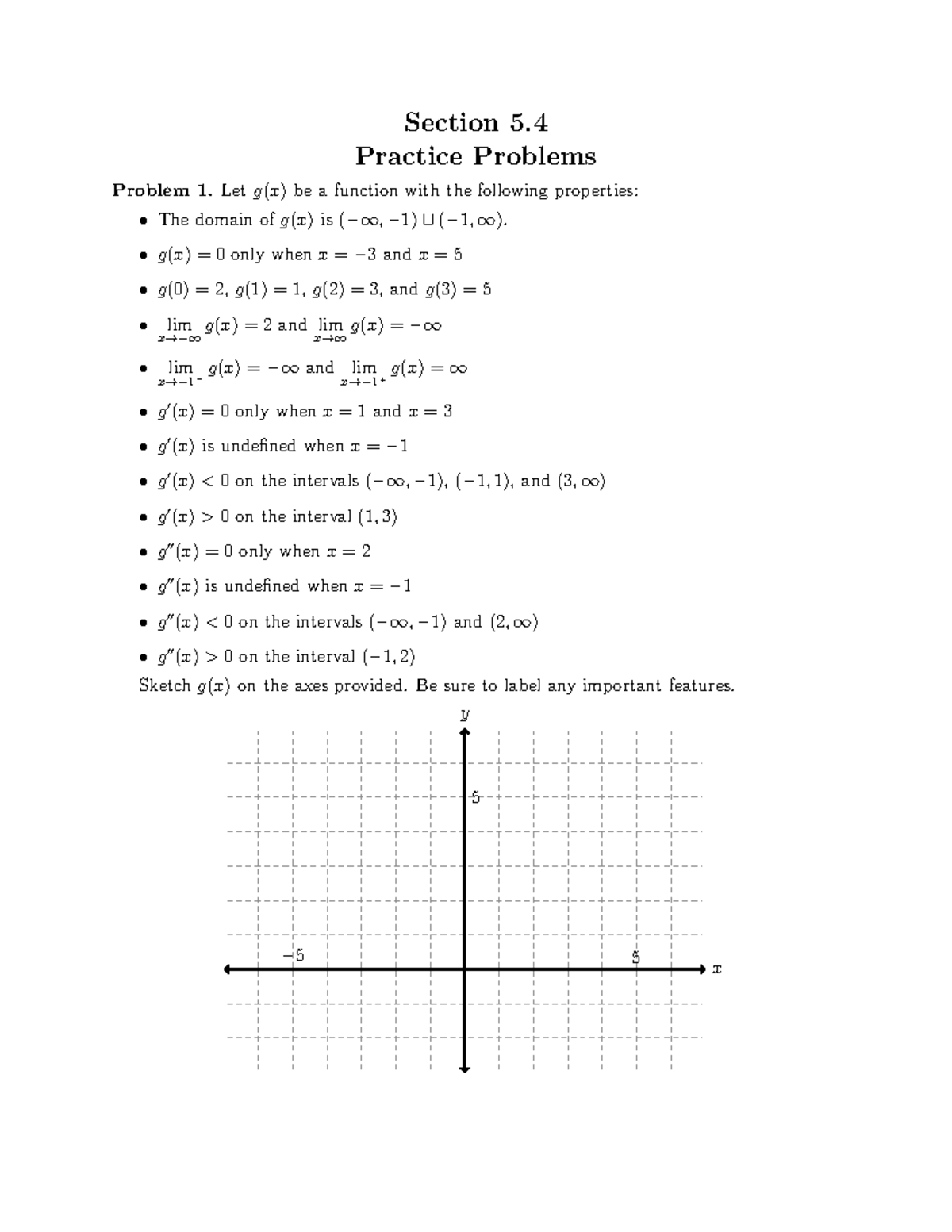 Section 5.4 - Practice Problems - Section 5. Practice Problems Problem ...