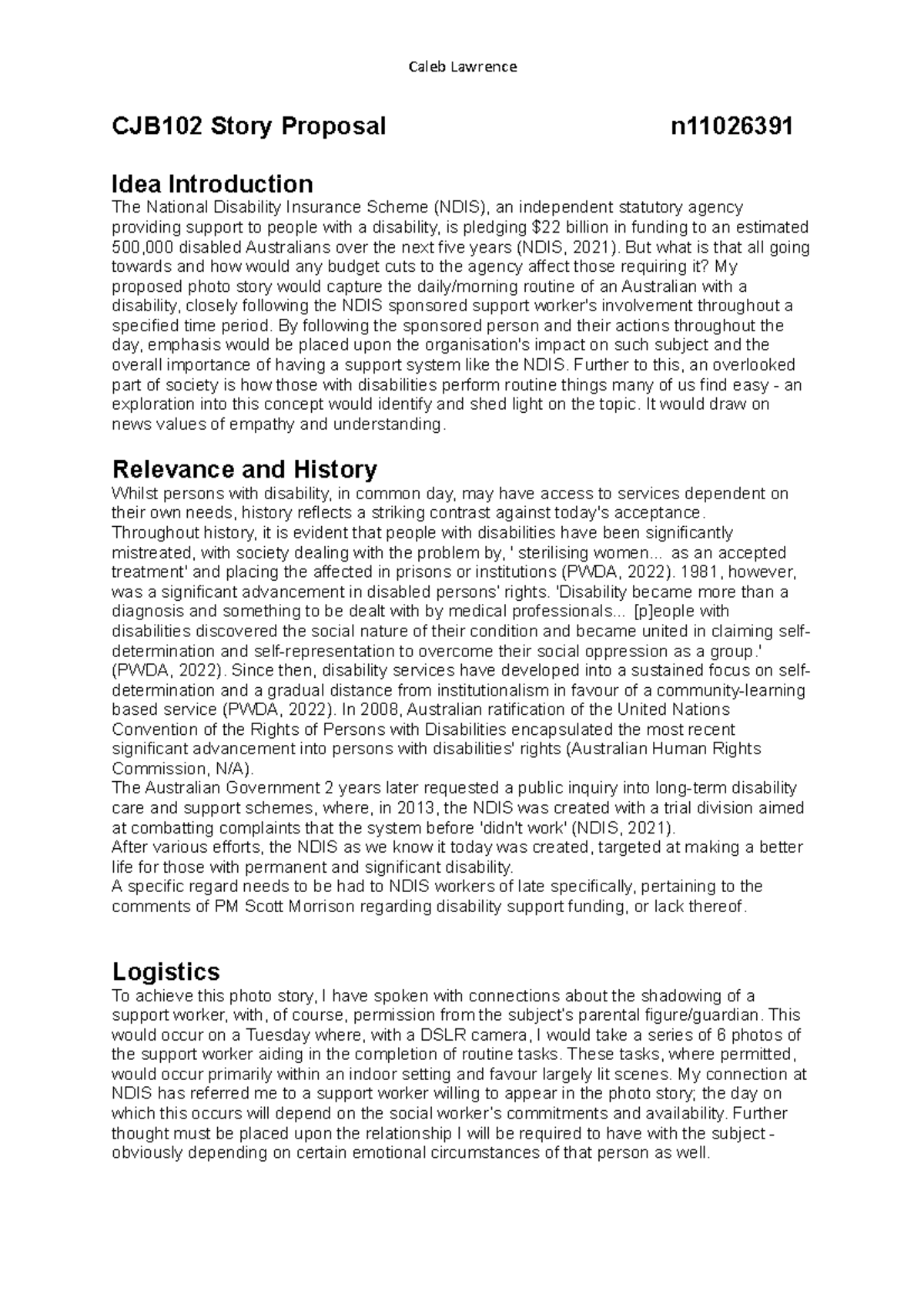 CJB102 Photo Story Proposal - Caleb Lawrence CJB102 Story Proposal n ...