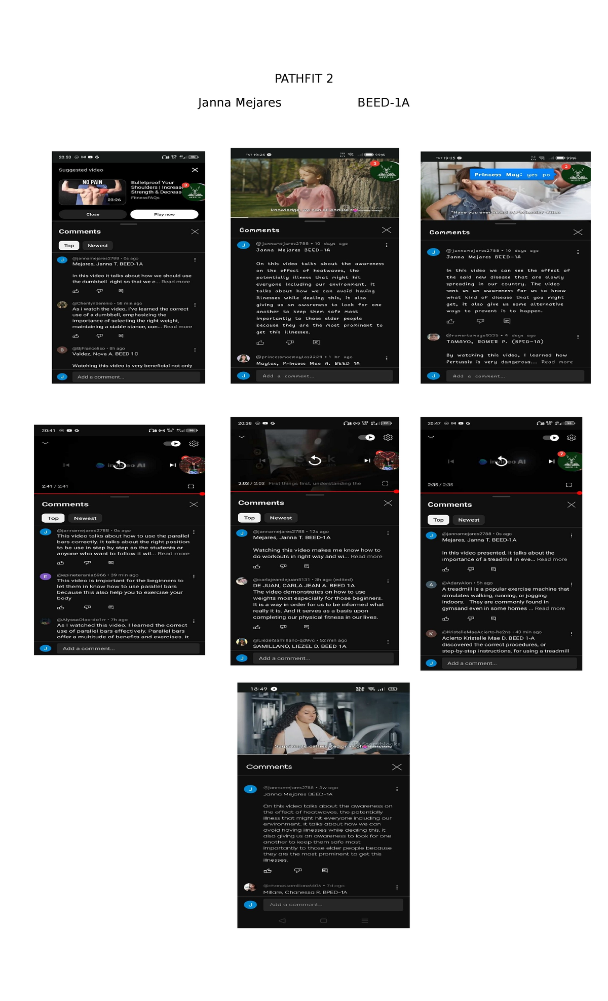 Pathfit 2 form - BSEd in Physical Education - PATHFIT 2 Janna Mejares ...