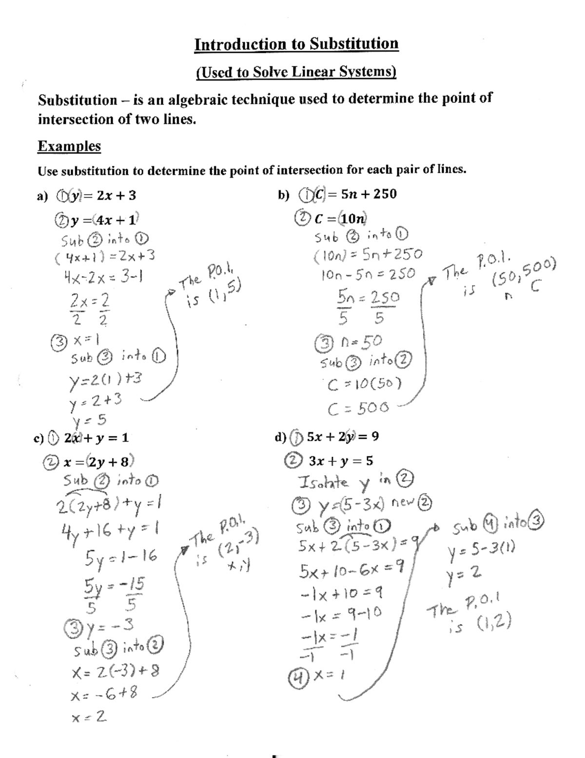 Mfm2p introductiontosubstitution soln - Math 125.3 - Studocu