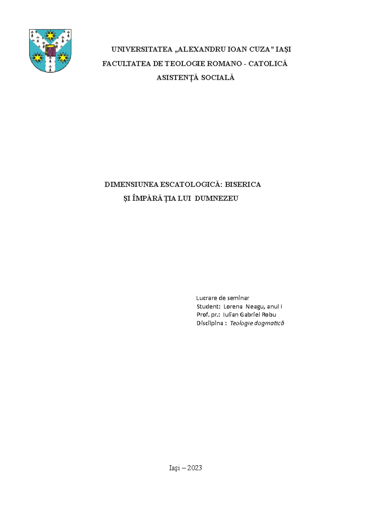 Universitatea - referat - UNIVERSITATEA „ALEXANDRU IOAN CUZA” IAŞI ...