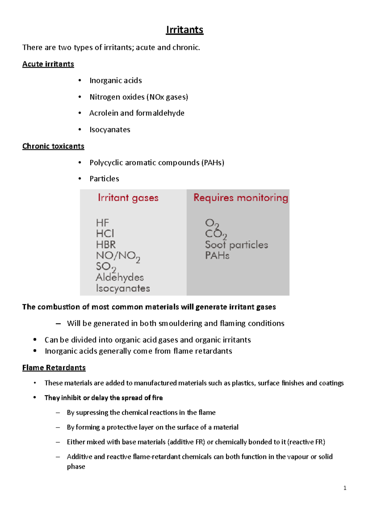 Irritants - Irritants There are two types of irritants; acute and ...