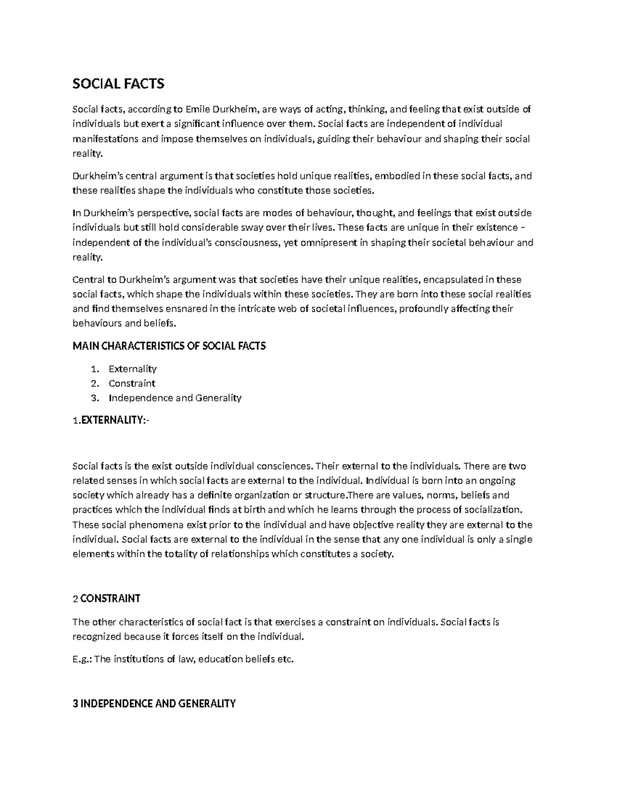 Social facts - Summary Sociological Research Methods - SOCIAL FACTS ...