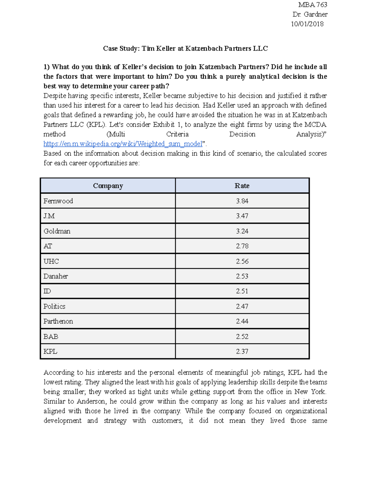 Case Study Tim Keller Case Mba 763 Dr Gardner 10 01 Case Study Tim