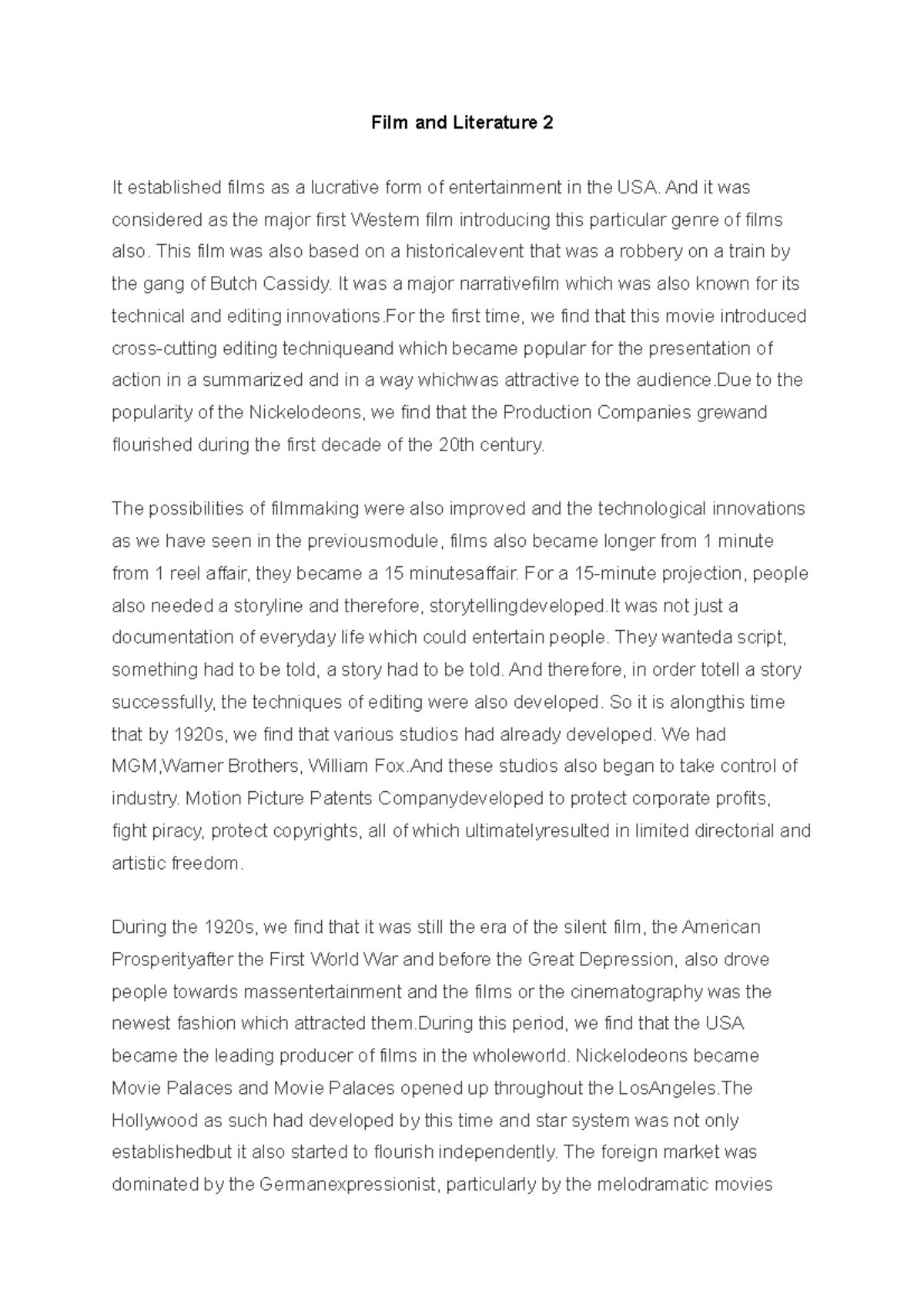 Film and Literature 2 - And it was considered as the major first ...