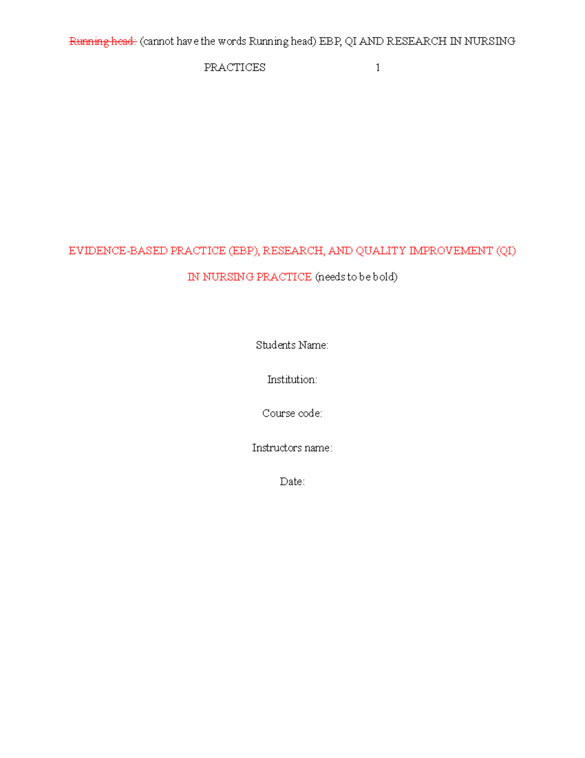 Evidence-Based Practice (EBP), Research, and Quality Improvement (QI ...