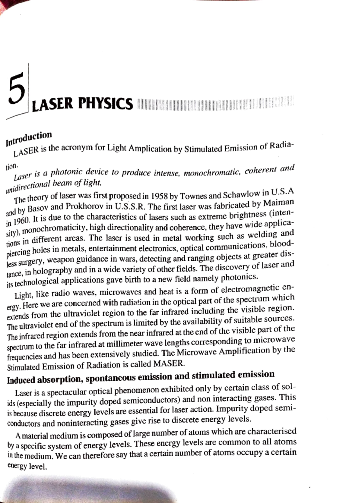 Laser physics - 5 Introduction tion. nidirectionalLASE Laser ASER Laser ...