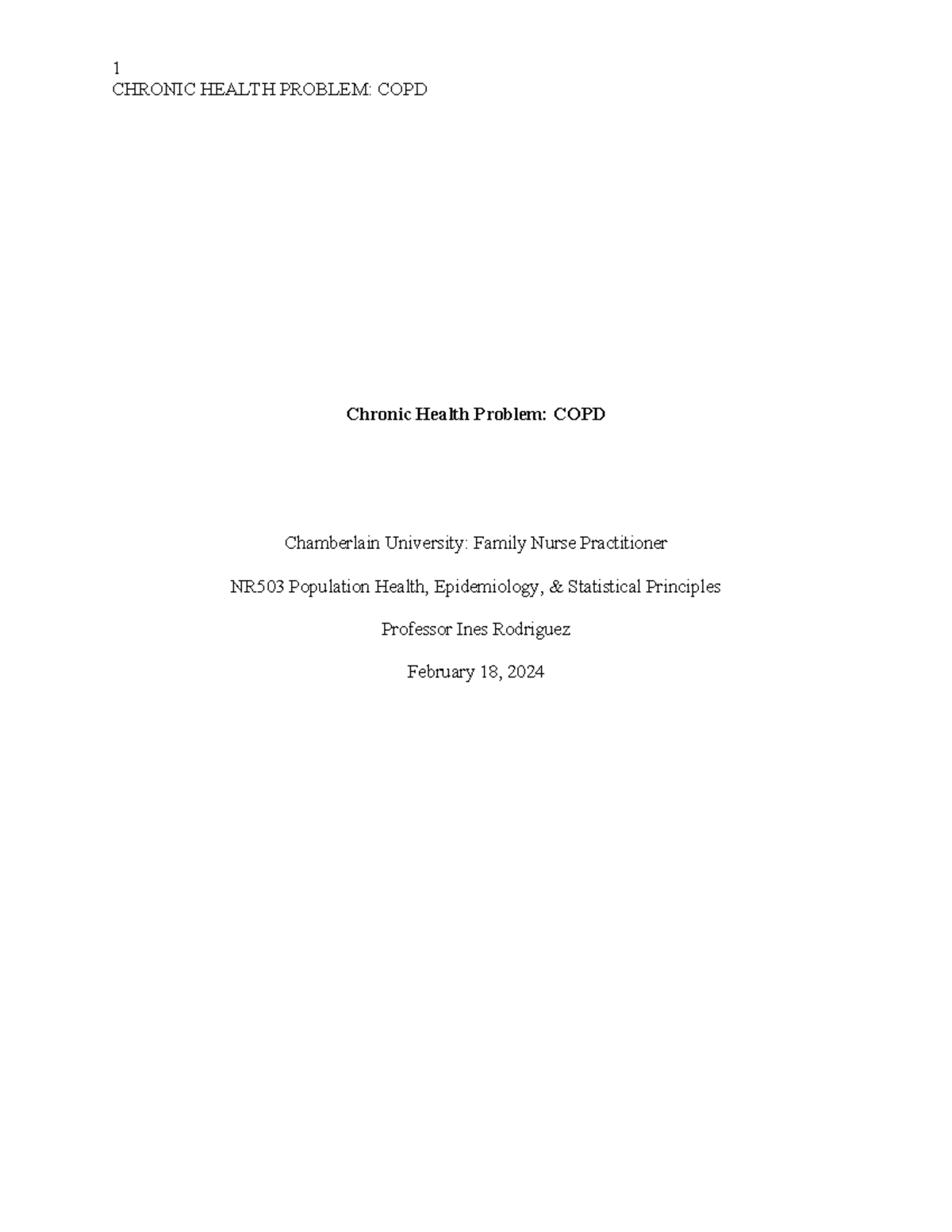 NR503 Chronic Health Propblem Paper - CHRONIC HEALTH PROBLEM: COPD ...