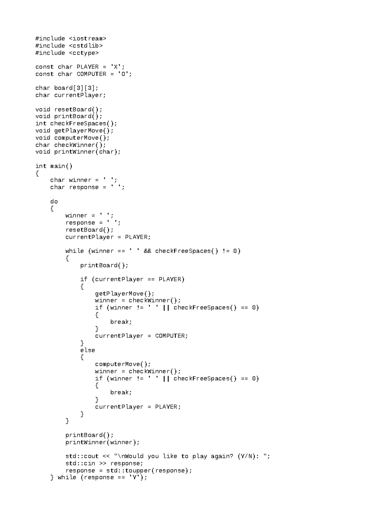 Tictactoe - This PDF document comprises a basic TIC TAC TOE game developed in the C++ ...
