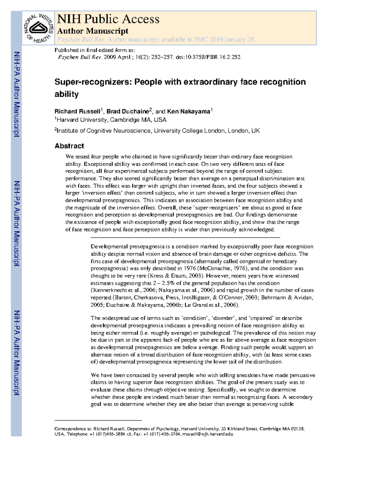 Super Recognizers - Super-recognizers: People with extraordinary face ...