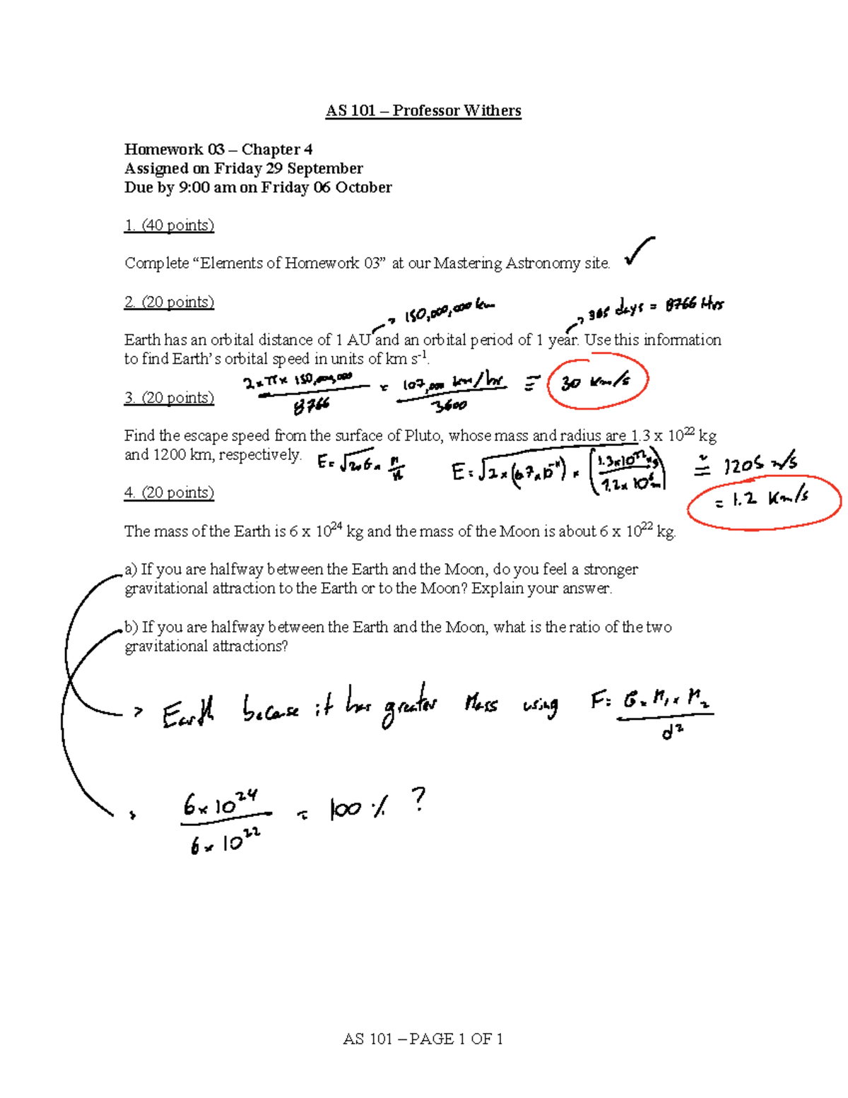 AS 101 - HW 3 - Homework 3 - AS 101 – PAGE 1 OF 1 AS 101 – Professor ...