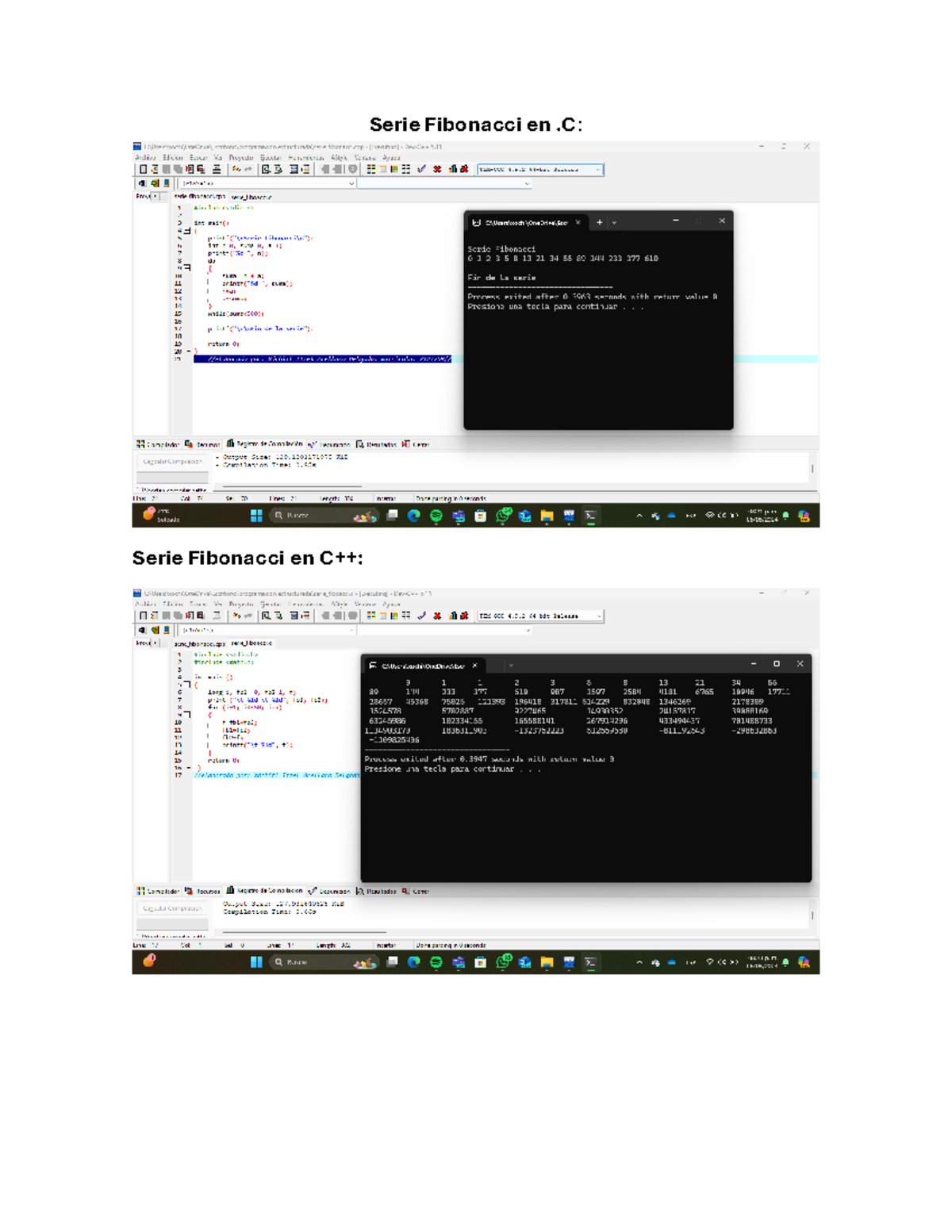 Serie fibonacci - Lenguajes De Programación - C: Serie Fibonacci en C++ ...