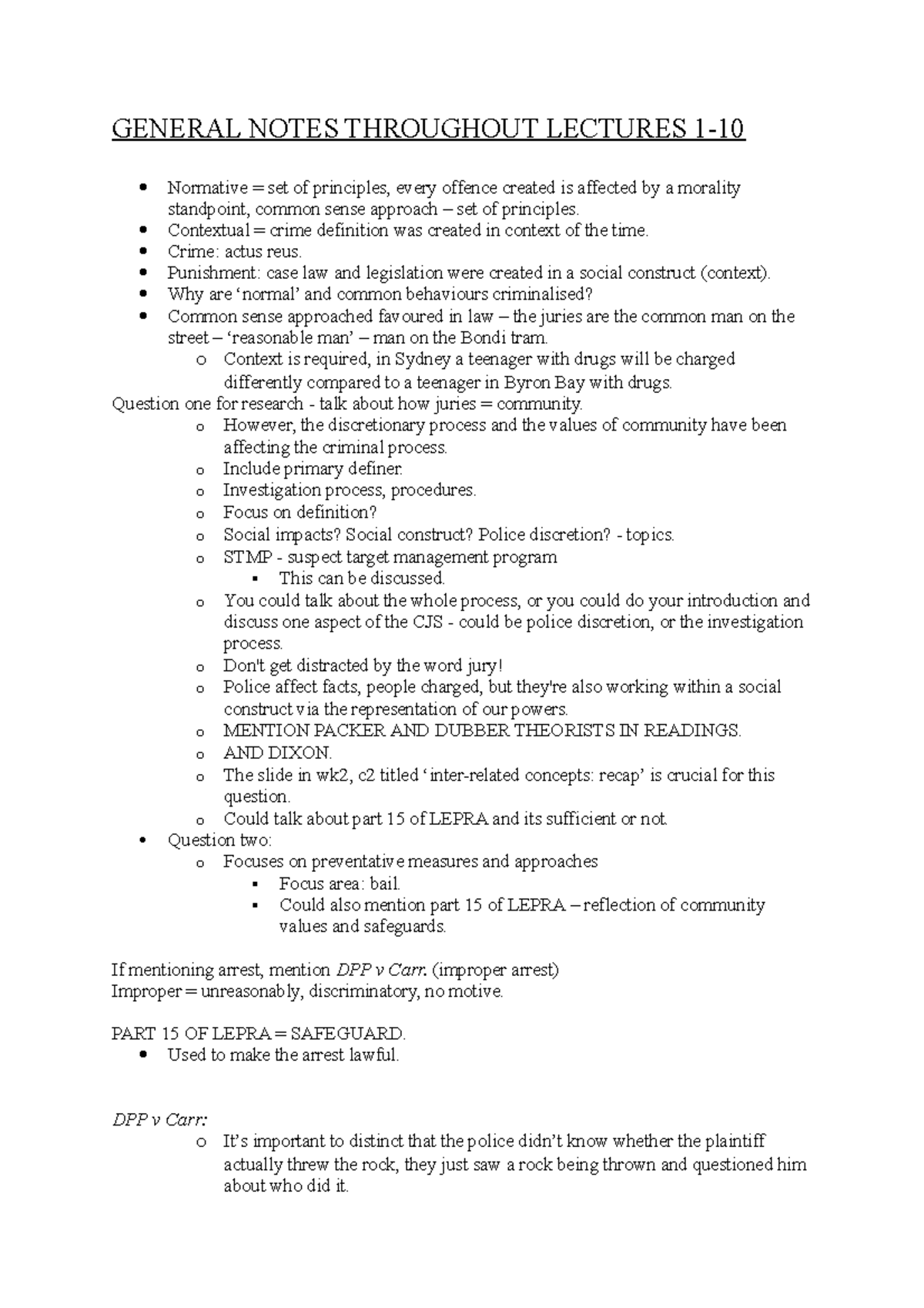 General notes in class laws1021 - GENERAL NOTES THROUGHOUT LECTURES 1 ...