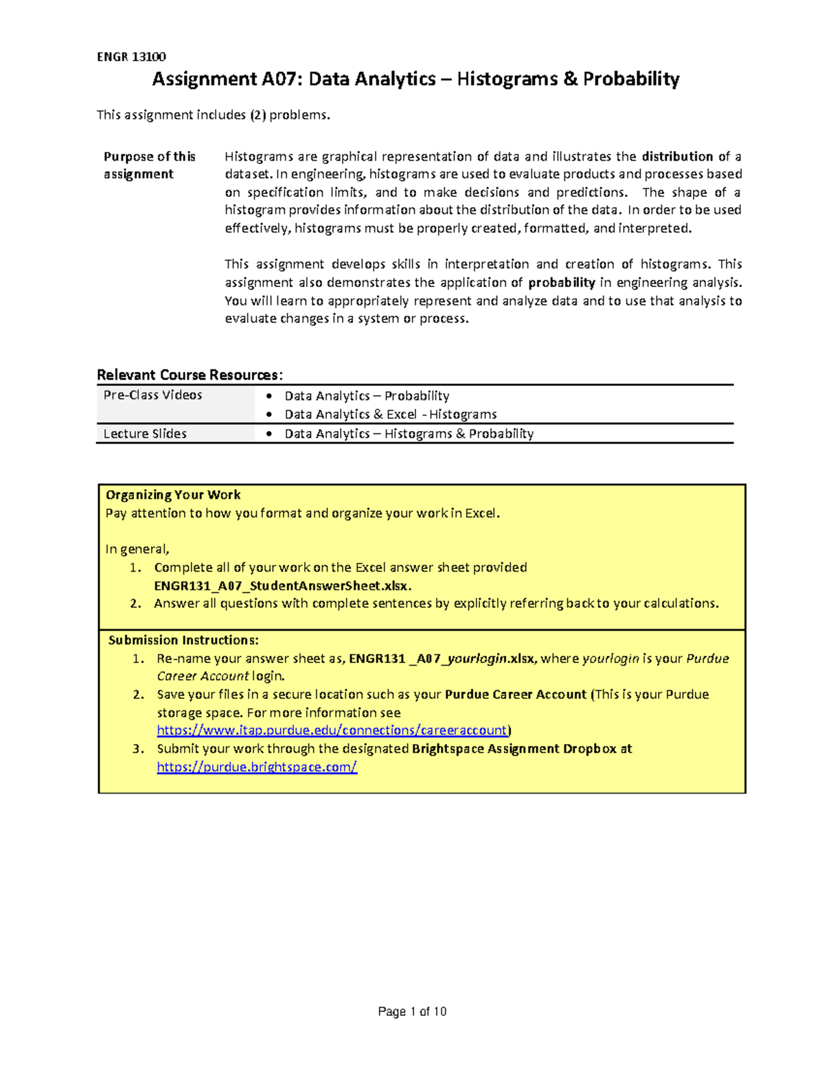 A07 Hist Prob Instructions - Assignment A07: Data Analytics – Histograms & Probability This ...