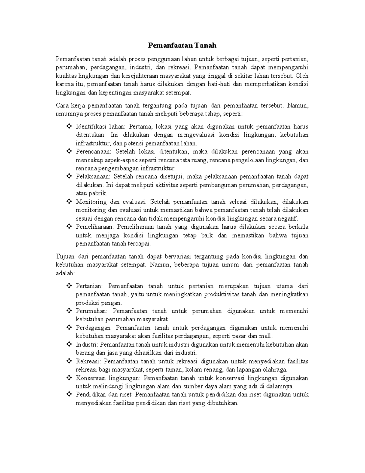 Resume Pemanfaatan Tanah - Pemanfaatan Tanah Pemanfaatan tanah adalah ...