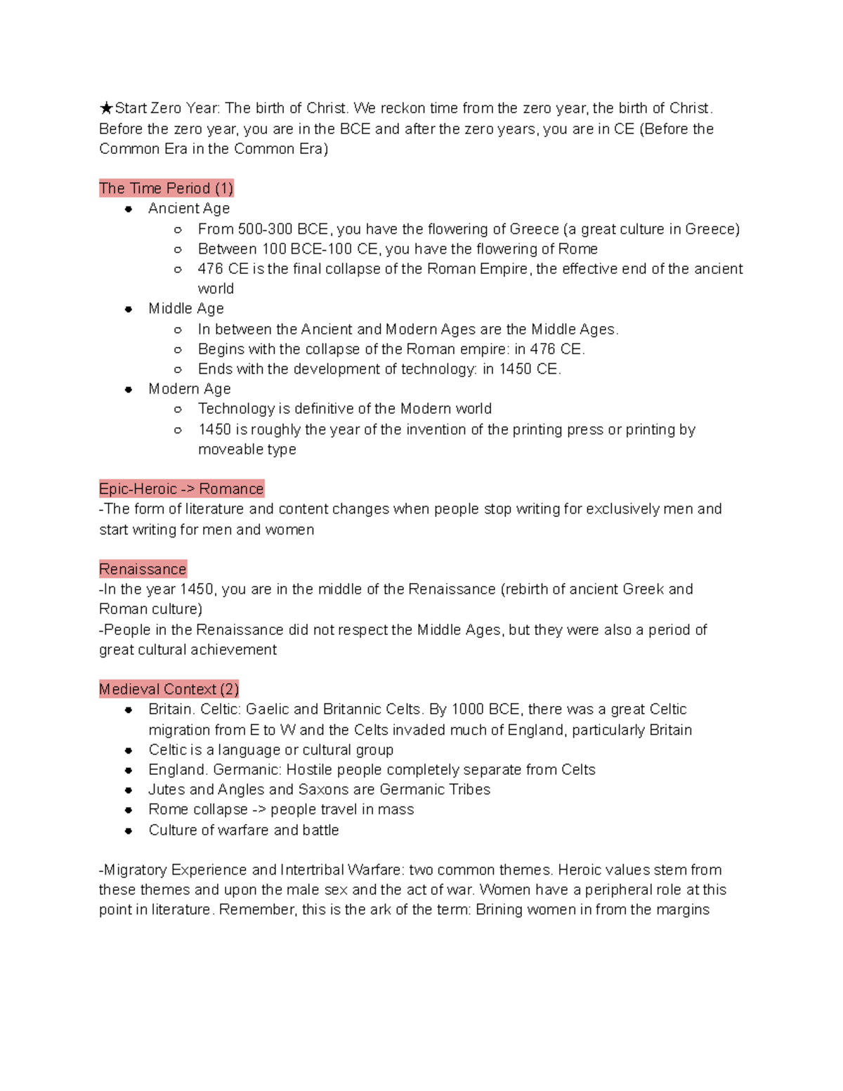 Beowulf Notes - ★Start Zero Year: The birth of Christ. We reckon time ...