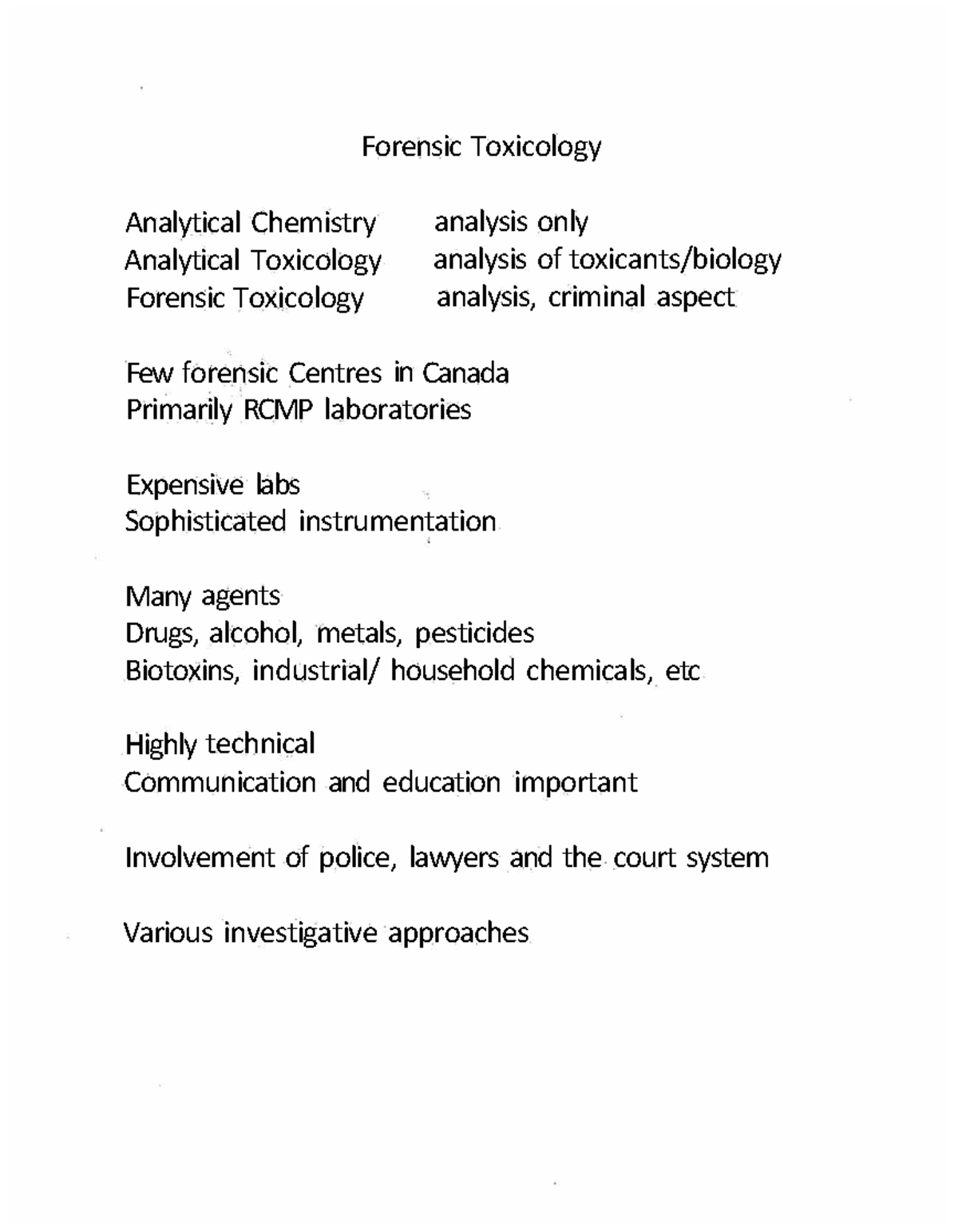 Forensic Toxicology - notes from class - Forensic Toxicology Analytical ...