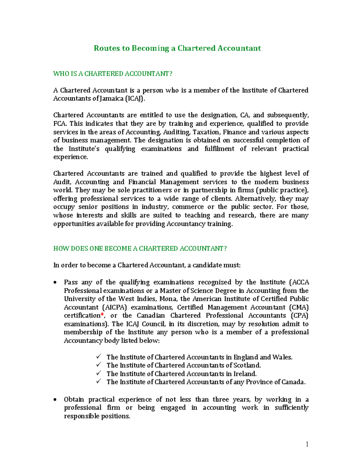 Routes to Becoming a Chartered Accountant - Chartered Accountants are ...