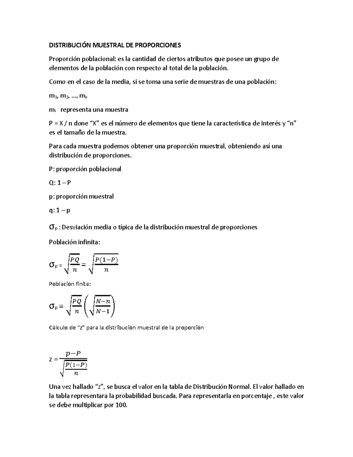 Distribución Muestral DE Proporciones - DISTRIBUCI”N MUESTRAL DE PROPORCIONES ProporciÛn - Studocu