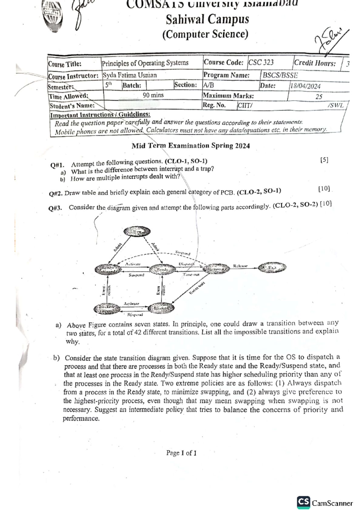 Os - Operating System- Mids Paper by Syeda Fatima Usman-CUI SAHIWAL ...