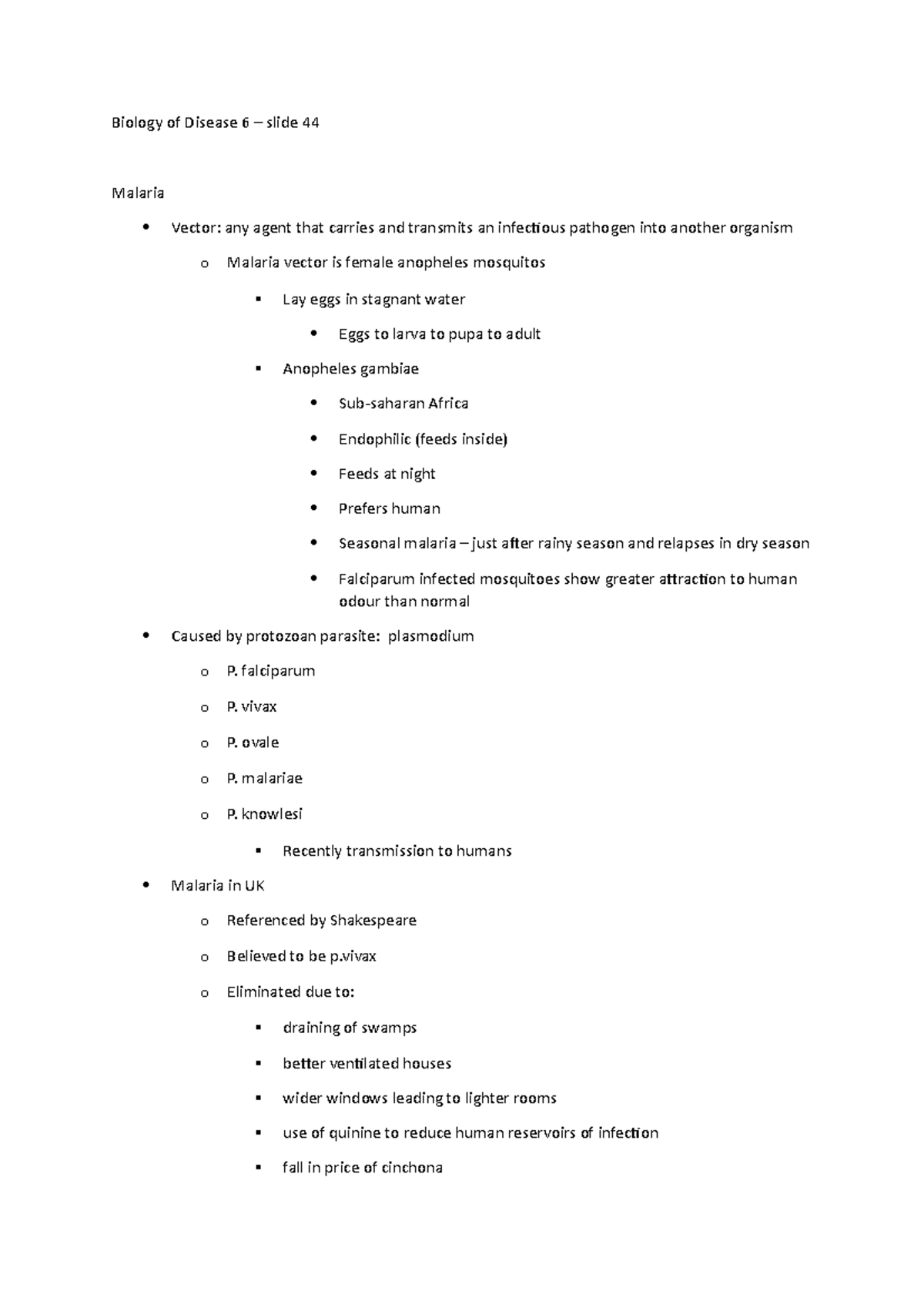 Biology of Disease - Lecture notes 6 - Biology of Disease 6 – slide 44 ...