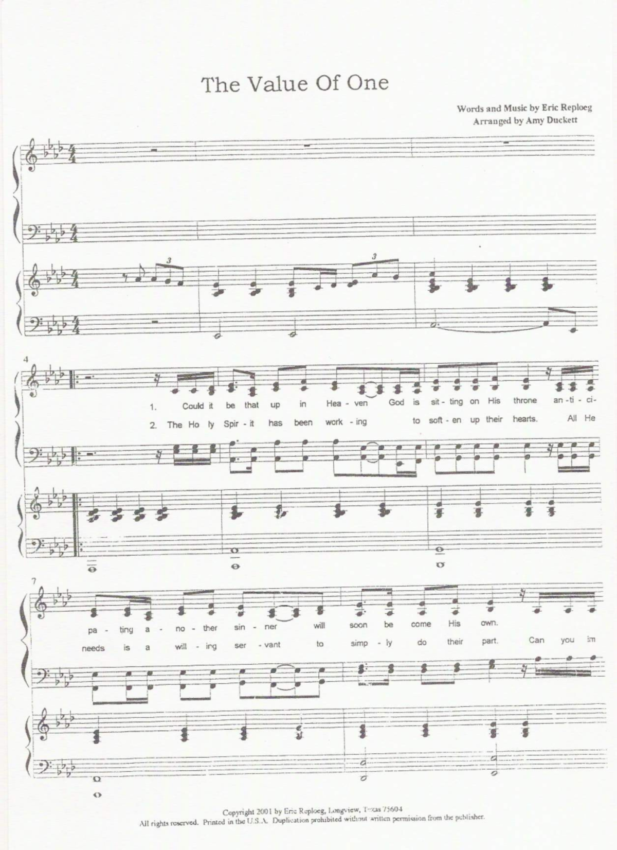 The-value-of-one compress - The Value Of One Words and Music Eric ...