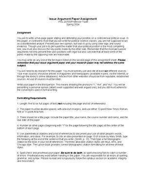 Research Paper Question Assignment - Imani Jones Prof. Toole POL 20700 ...