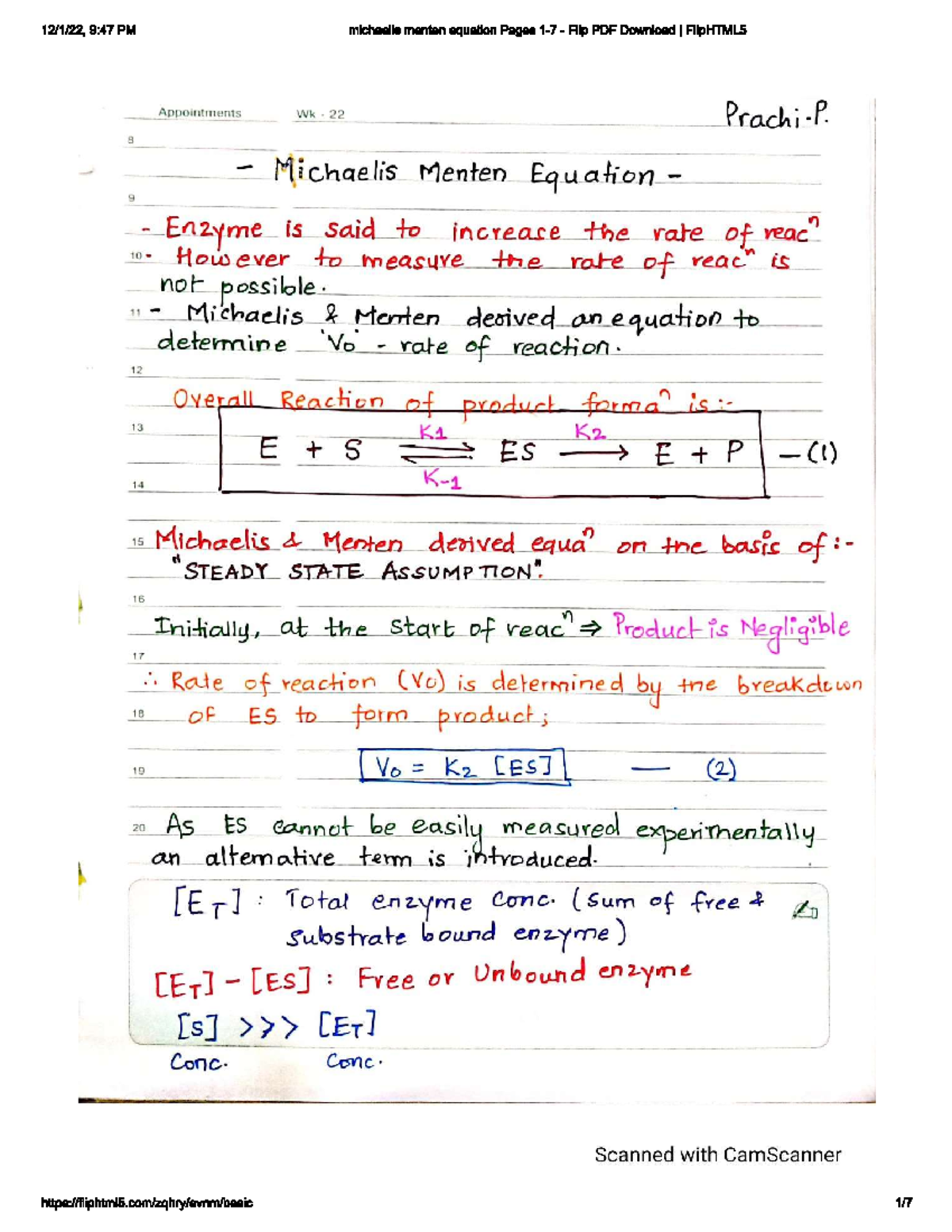 Enzyme equation - bs biochemistry - Studocu
