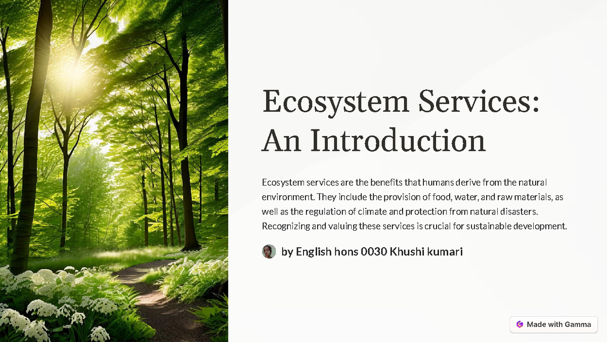 Ecosystem Services An Introduction - Ecosystem Services: An ...