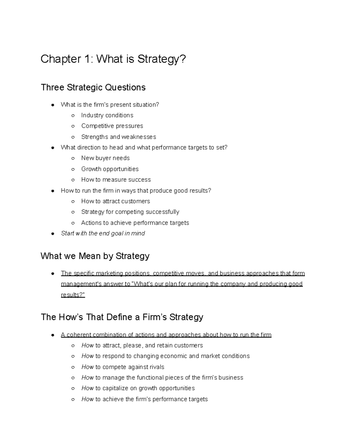 BADM495 Chapter 1 - Chapter 1: What is Strategy? Three Strategic ...