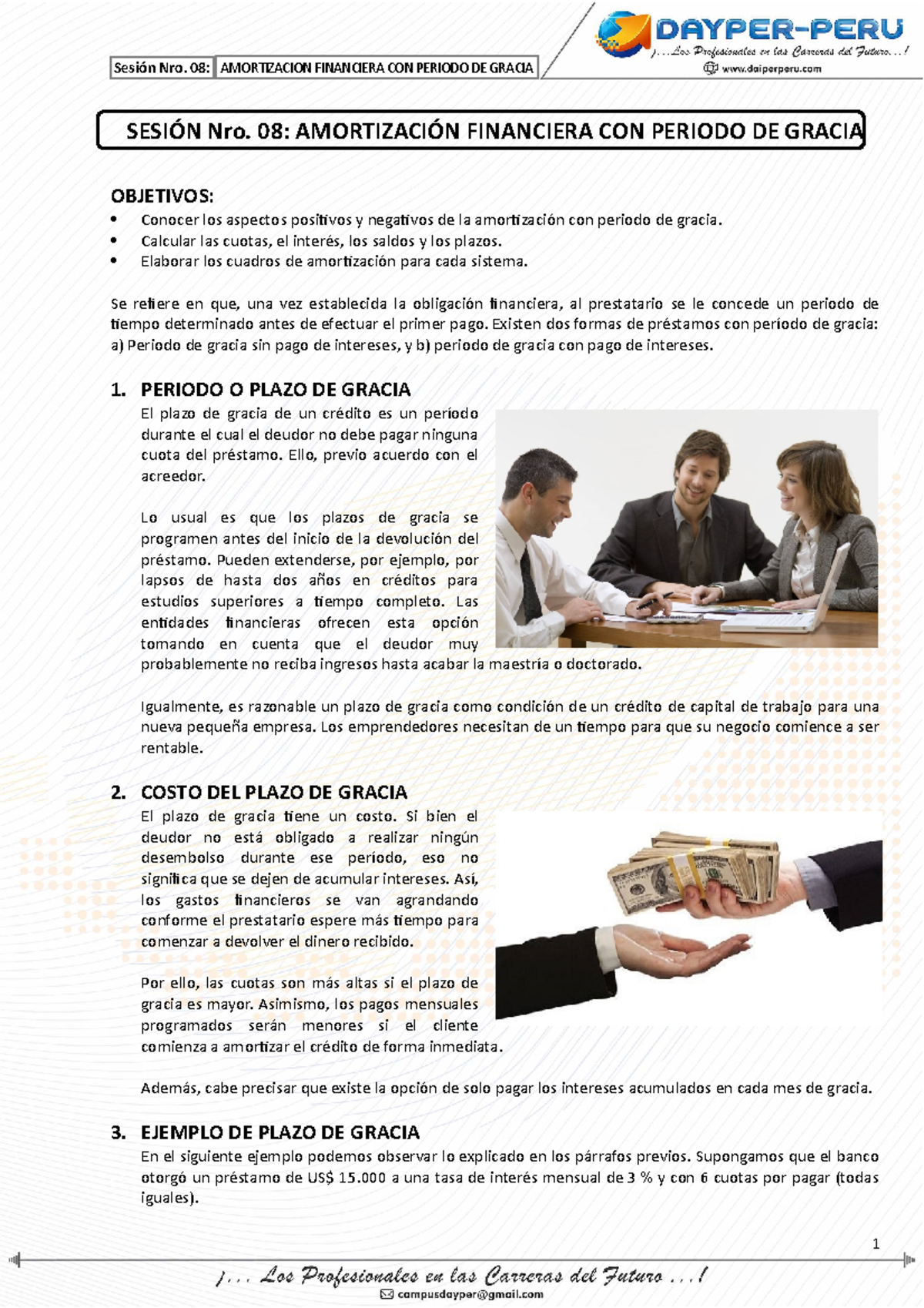 S8 - Amortización Financiera con Periodo de Gracia - SESIÓN Nro. 08: AMORTIZACIÓN FINANCIERA CON ...