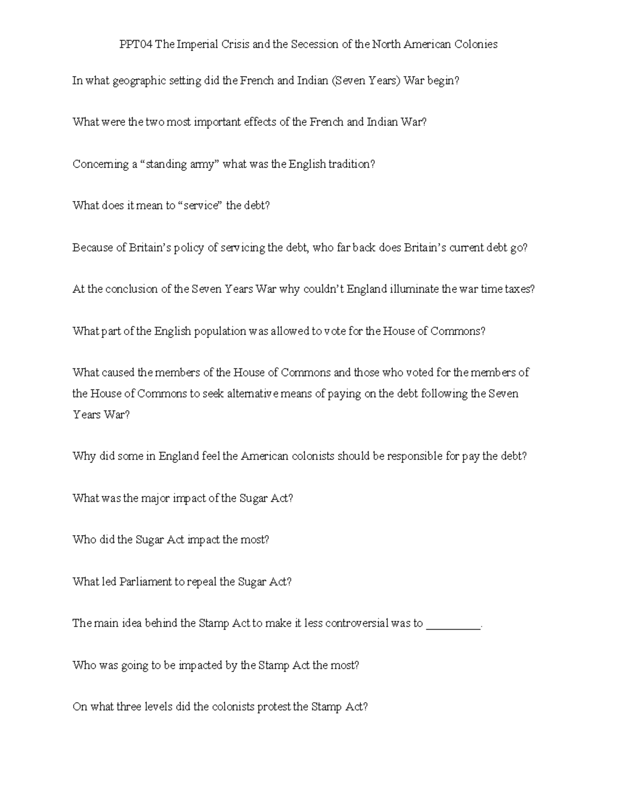 PPT04 Review The Imperial Crisis and the Secession of the North ...