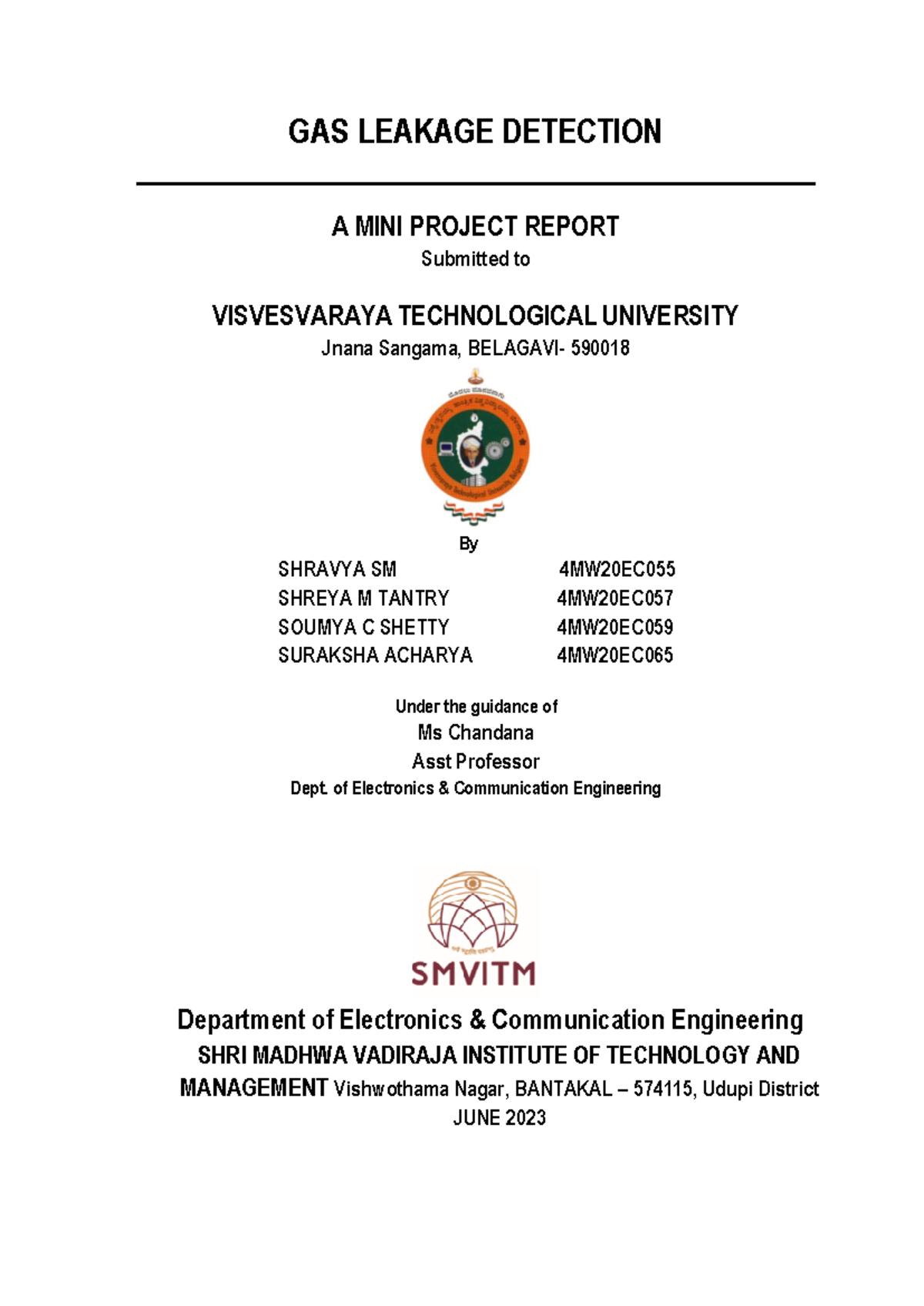 Report Miniproject 2023 - A MINI PROJECT REPORT Submitted to ...