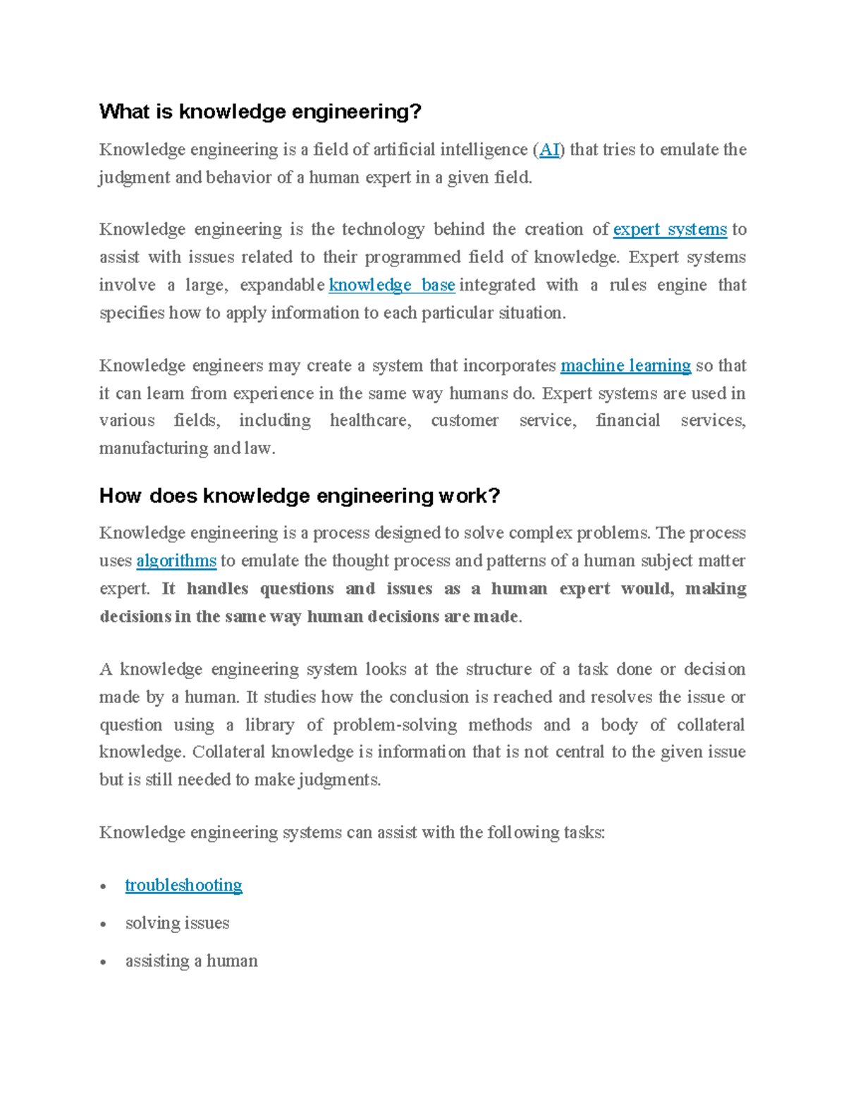 Lecture 3 - Knowledge Engineering - What is knowledge engineering? Knowledge engineering is a ...
