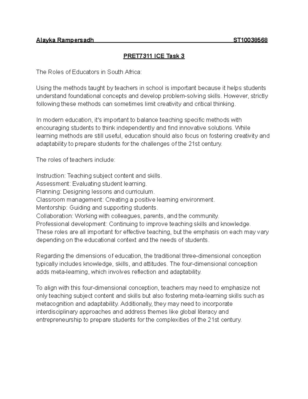 PRET7311 ICE Task 3 ST10038568 Alayka Rampersadh - Alayka Rampersadh ST PRET7311 ICE Task 3 The ...