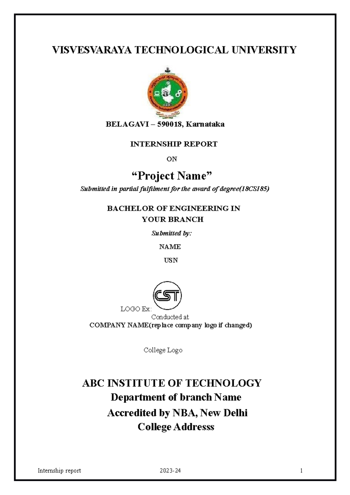 Sample report college use FSWD - VISVESVARAYA TECHNOLOGICAL UNIVERSITY ...