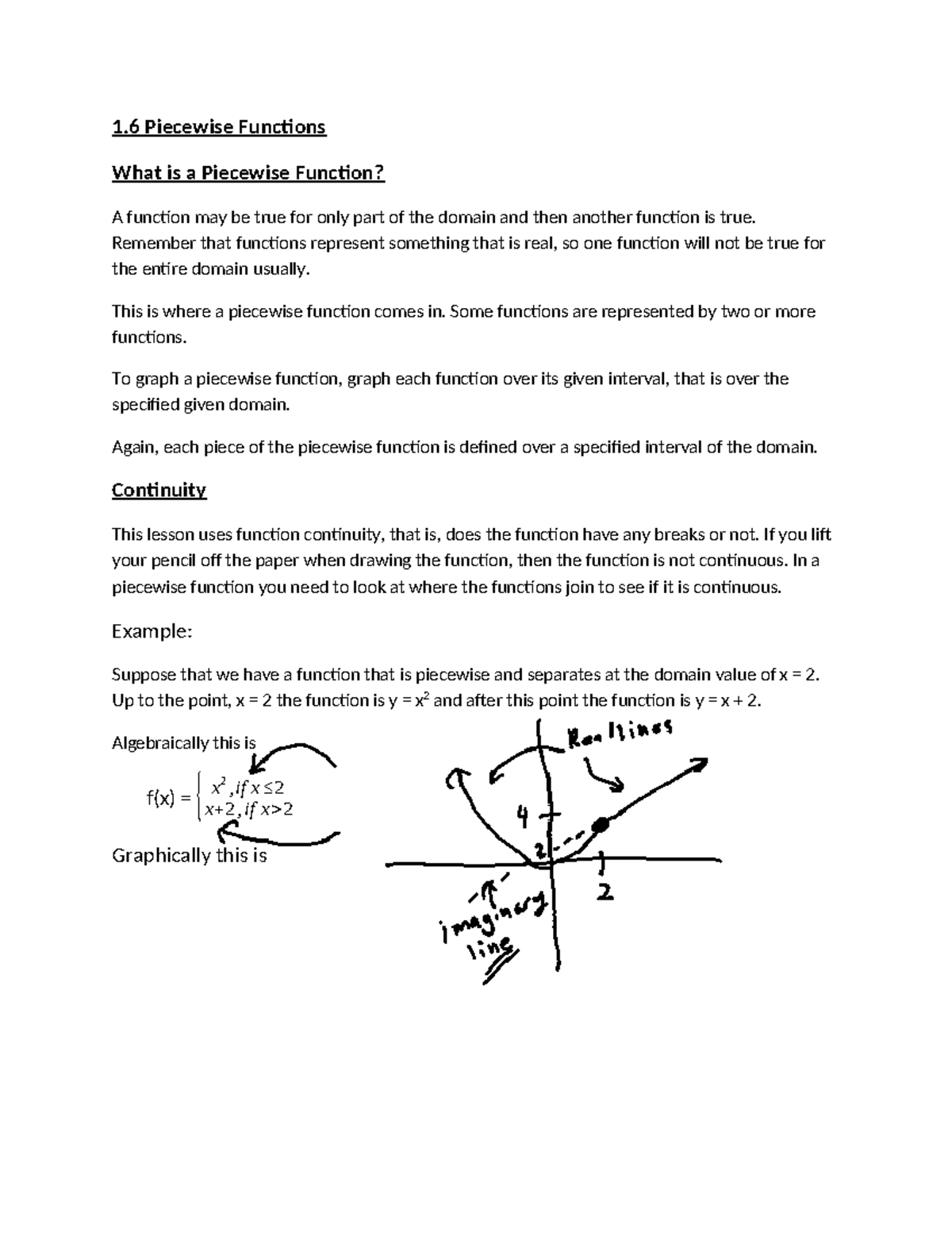Lesson 1.6 Piecewise Functions Fall 2022 Completed in Class - 1 ...