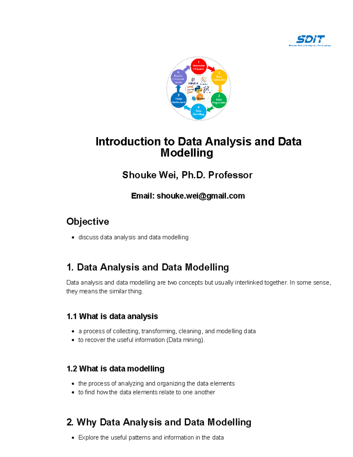 002 data-analysis-model-intr-notes - Introduction to Data Analysis and ...