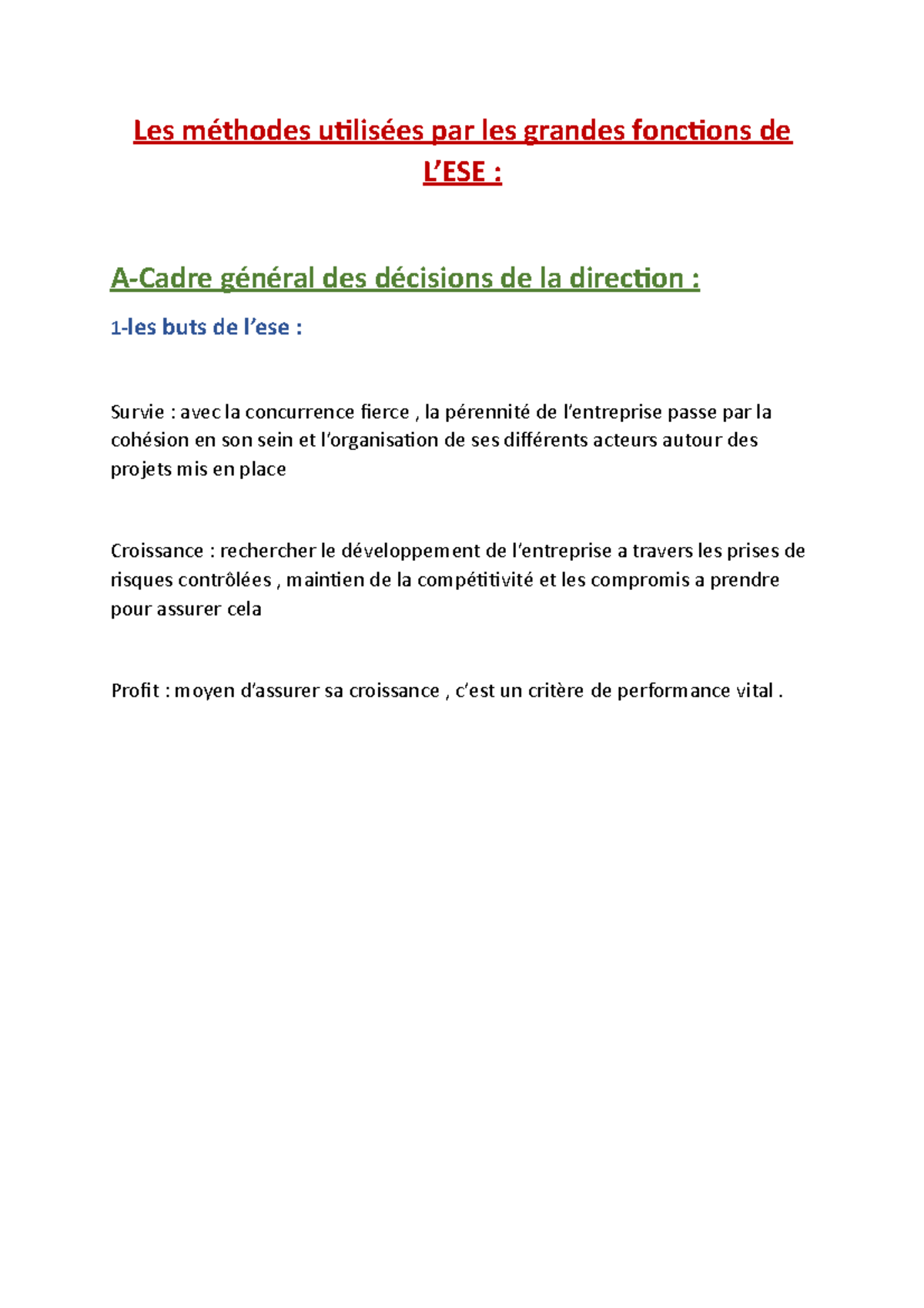 Les méthodes utilisées par les grandes fonctions de L - Grandes Fonctions De L'Entreprise - Studocu