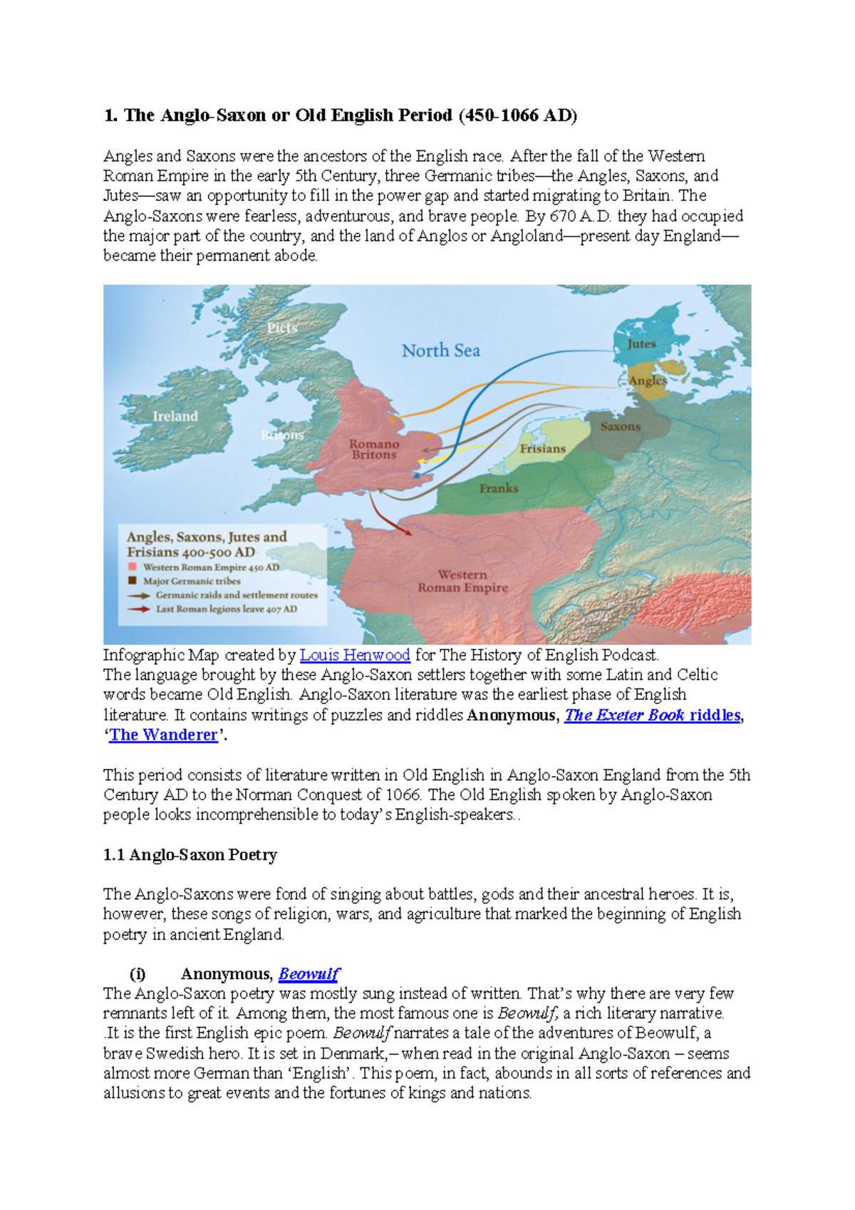 2-Anglo-Saxon-period - 1. The Anglo-Saxon or Old English Period (450 ...