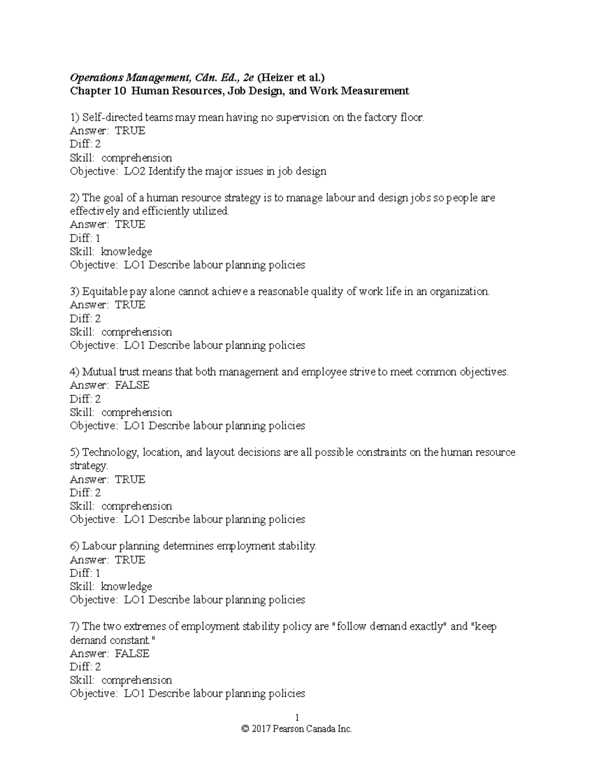 Chapter 10 - Operations Management, Cdn. Ed., 2e (Heizer et al ...