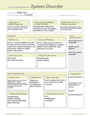 Ulcerative Colitis Template - ACTIVE LEARNING TEMPLATES System Disorder ...