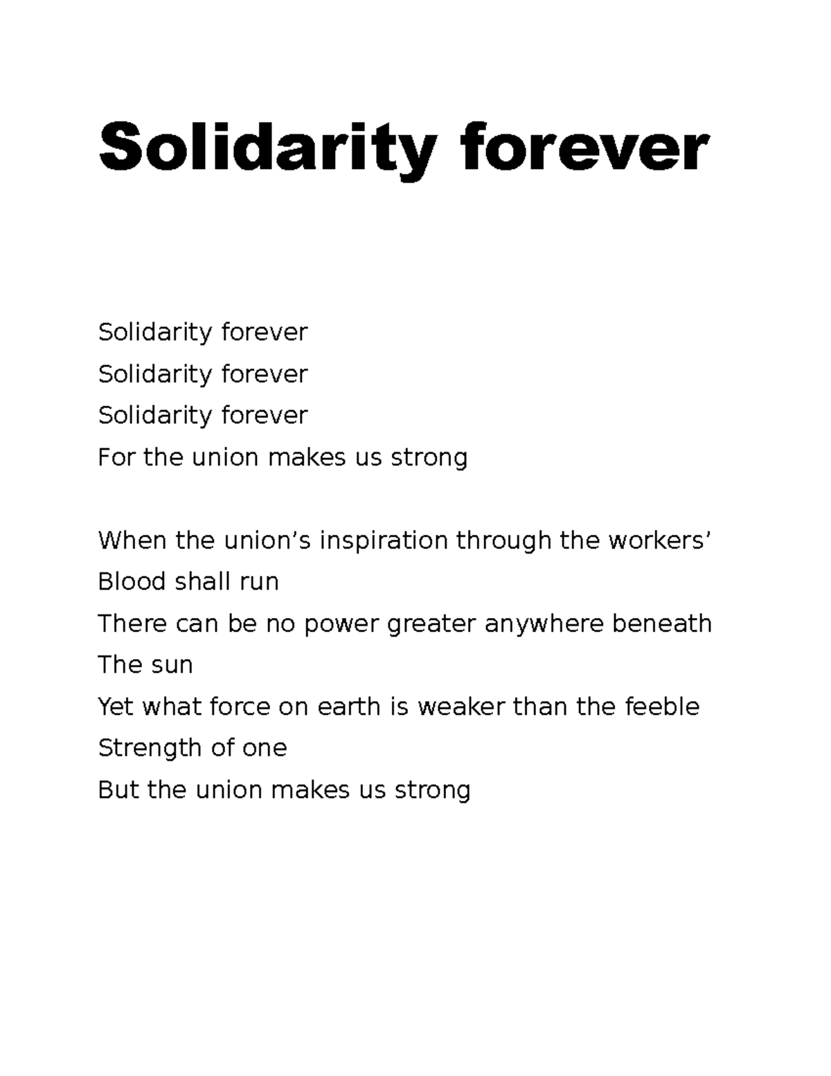 Solidarity 3x - Solidarity forever Solidarity forever Solidarity ...