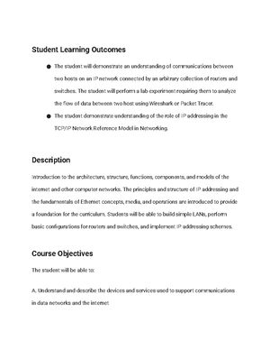 Student Learning Outcomes high level course - Student Learning Outcomes ...