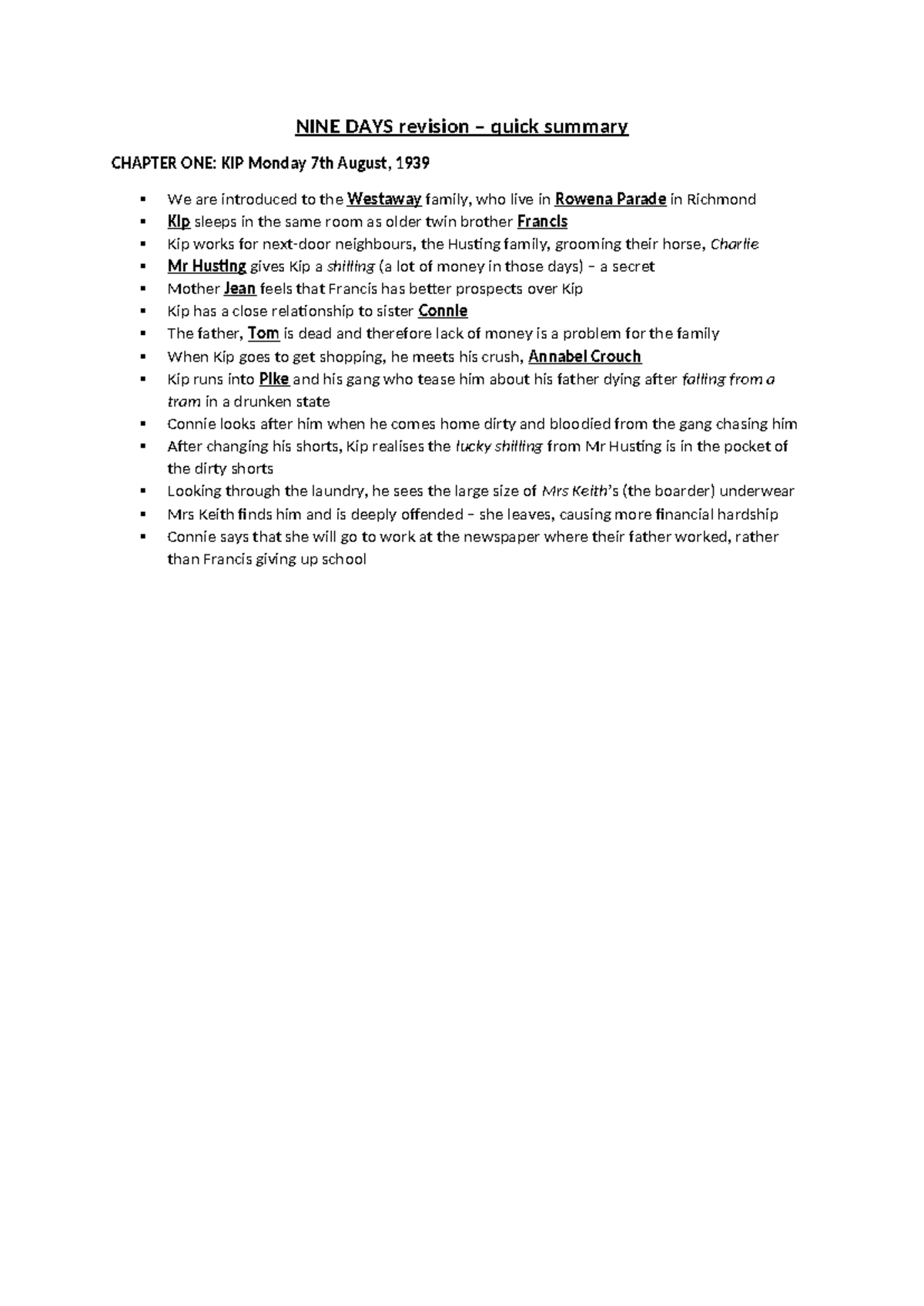 Nine Days revision - quick summary - NINE DAYS revision – quick summary ...