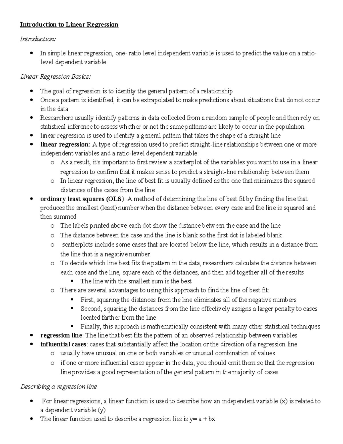 Chapter 11 Notes Introduction To Linear Regression Introduction To